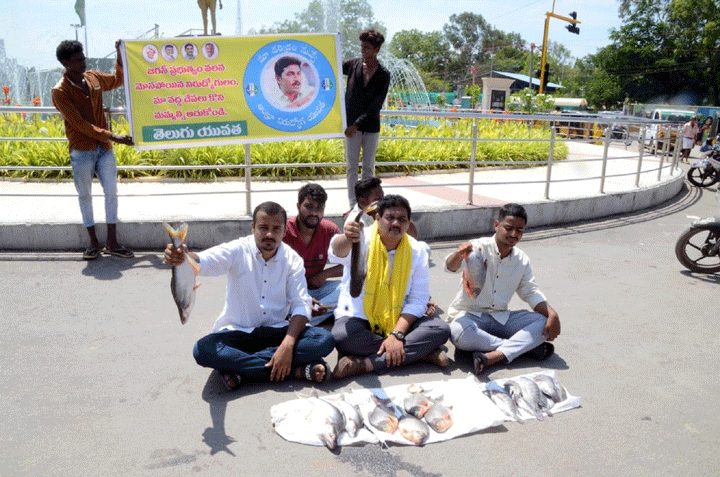 చేపలు అమ్మి.. నిరసన తెలిపి | Sell fish.. Protest
