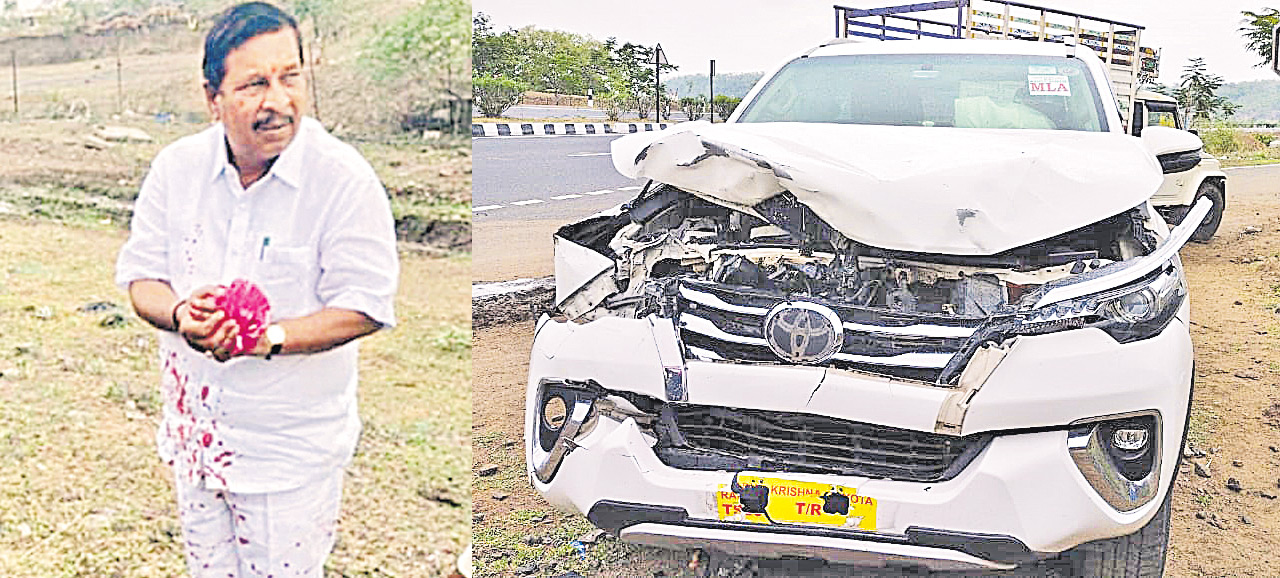 ఎమ్మెల్యేలు రోహిత్‌రెడ్డి, బాపురావు కార్లకు ప్రమాదాలు | MLAs Rohita ...