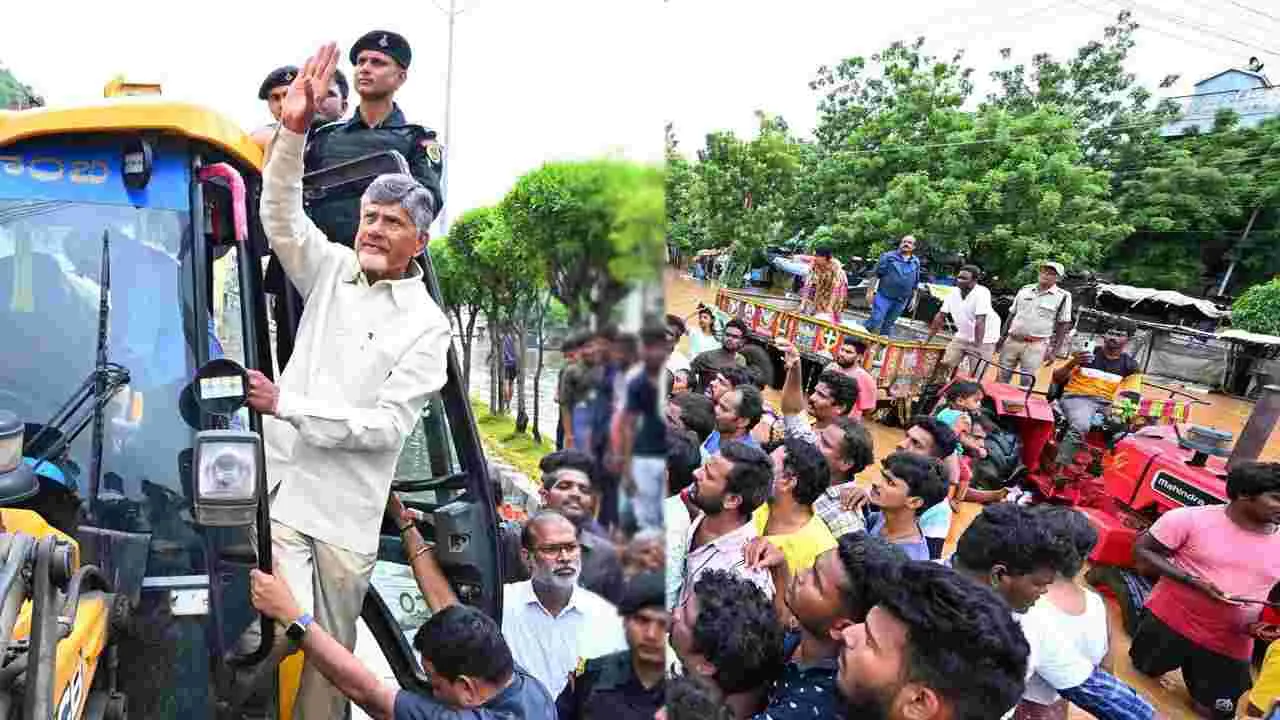 CM Chandrababu: జేసీబీపై నాలుగున్న గంటలు వరద ప్రాంతాల్లో సీఎం చంద్రబాబు పర్యటన | CM Chandrababu ...