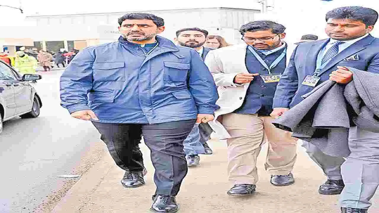 Nara Lokesh : గడ్డకట్టే చలిలో లోకేశ్‌ నడక | Minister Lokesh Braves Minus 7°C Cold to Attend ...